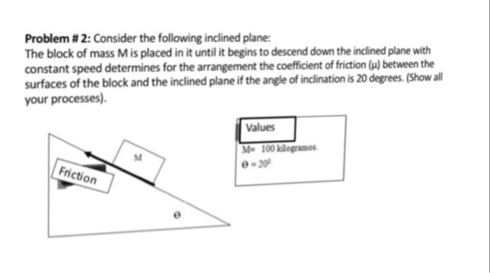 Solved Problem # 2: Consider the following inclined plane: | Chegg.com