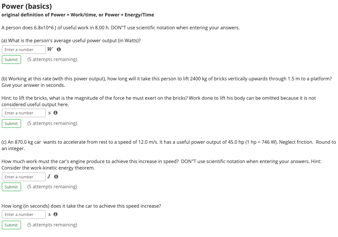 Solved Power (basics) original definition of Power = | Chegg.com