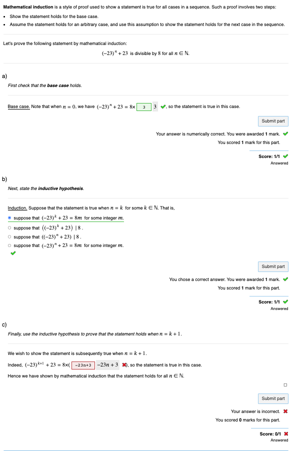 Solved Mathematical Induction Is A Style Of Proof Used To