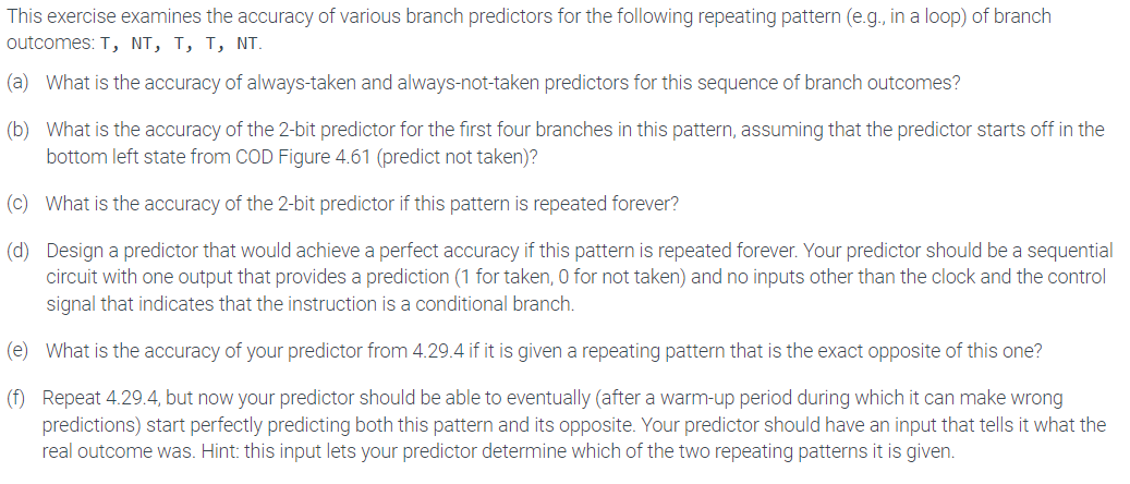 Solved This exercise examines the accuracy of various branch | Chegg.com