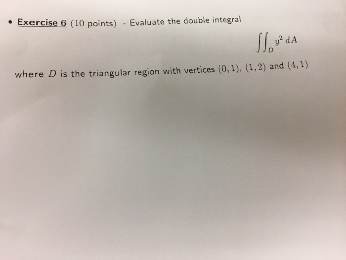 Solved Evaluate the double integral doubleintegral_D y^2 dA | Chegg.com