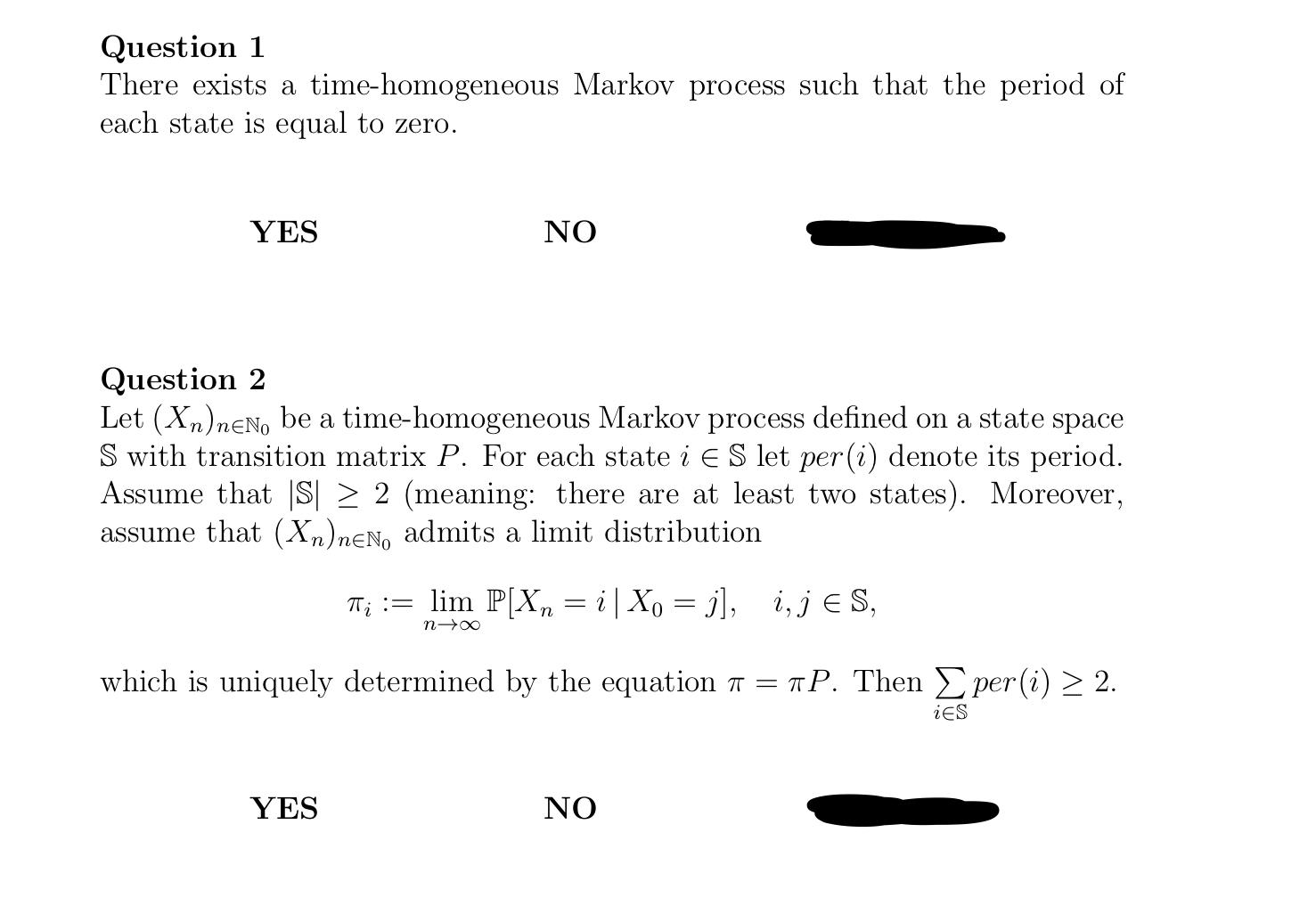 Solved Question 1 There exists a time-homogeneous Markov | Chegg.com