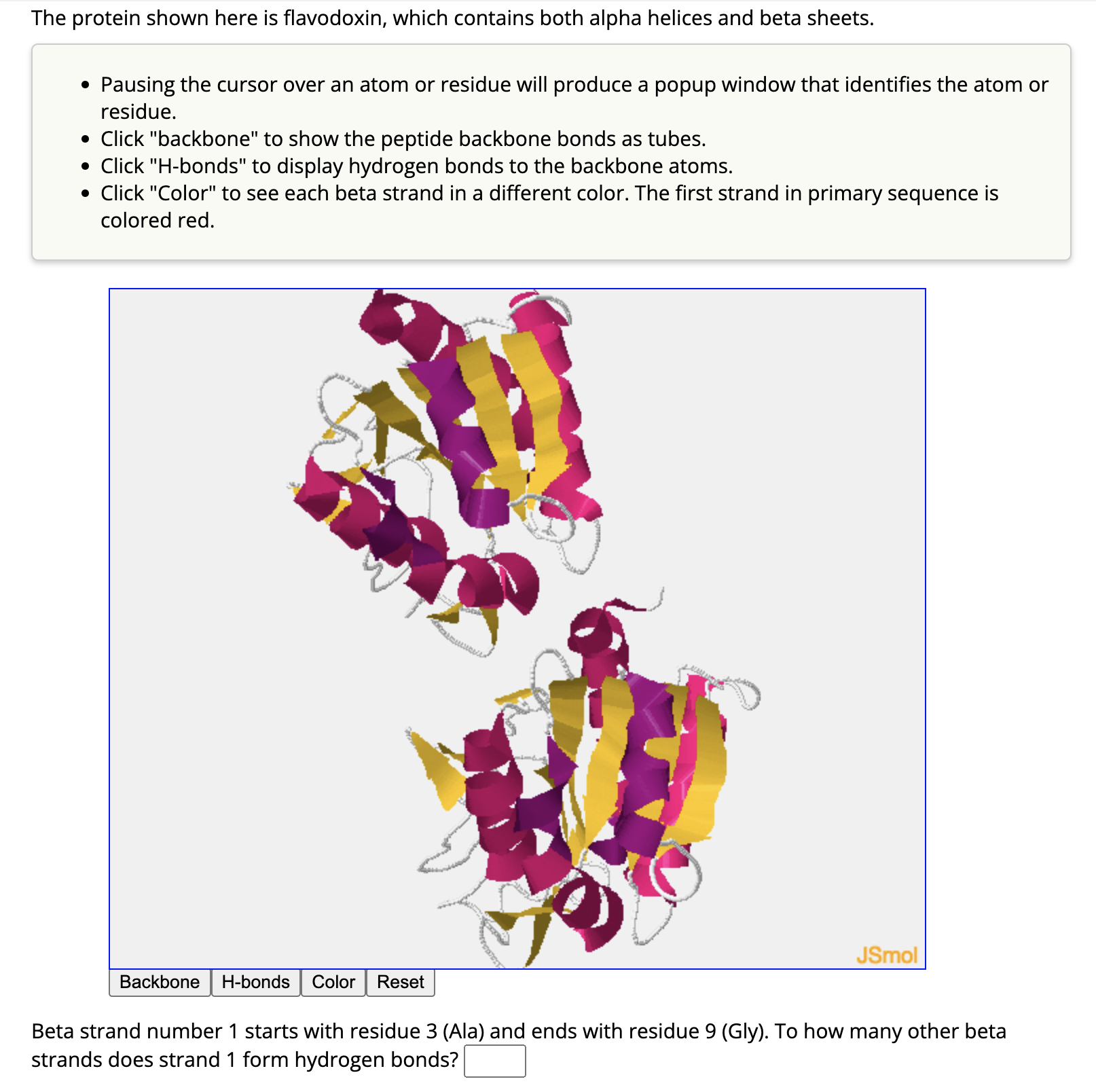 The protein shown here is flavodoxin, which contains | Chegg.com