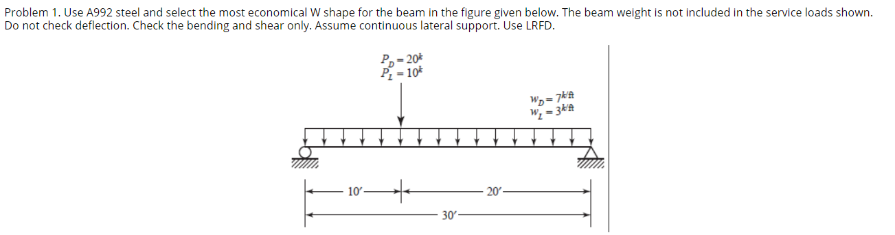 Solved Problem 1. Use A992 steel and select the most | Chegg.com