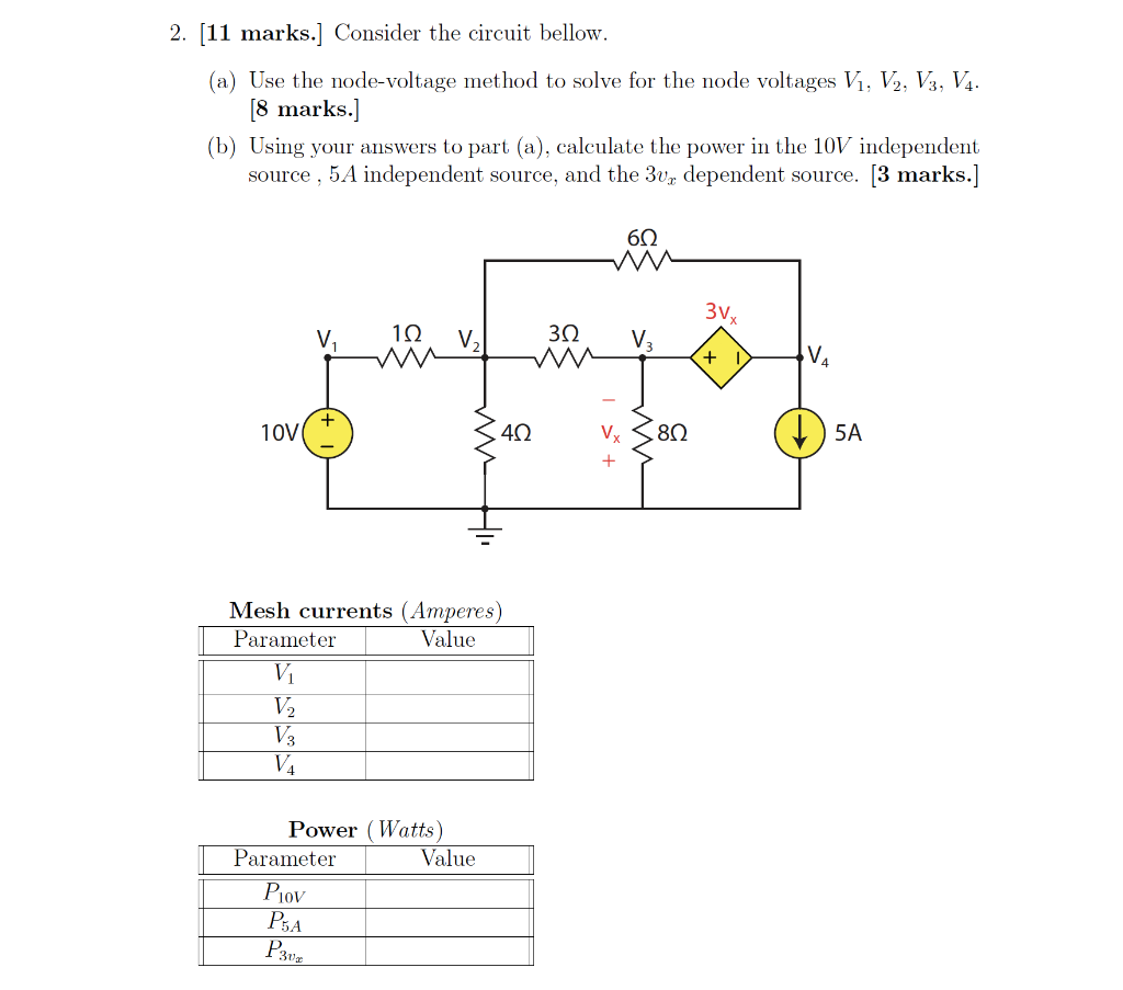 Solved Consider the circuit bellow. (a) Use the node-voltage | Chegg.com
