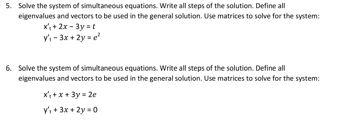 Solved 5. Solve the system of simultaneous equations. Write | Chegg.com