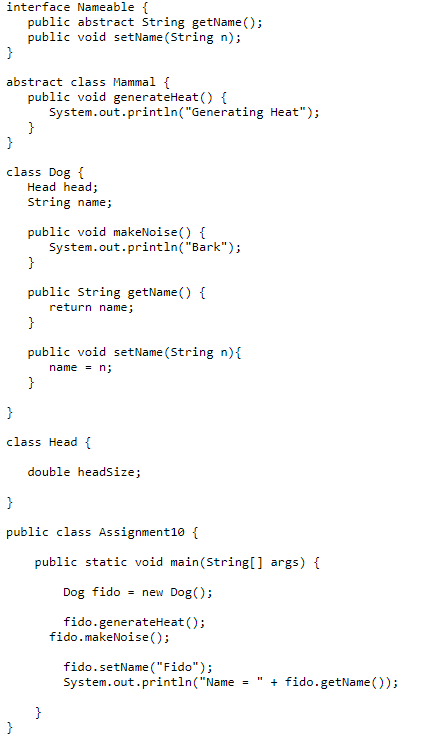 Solved interface Nameable { public abstract String | Chegg.com