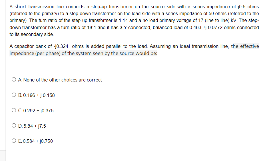 Solved A short transmission line connects a step-up | Chegg.com
