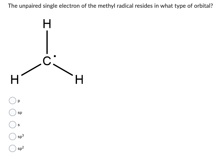 Solved The unpaired single electron of the methyl radical | Chegg.com