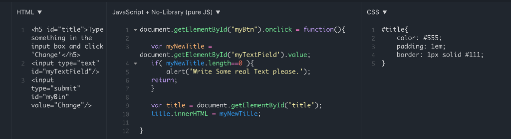 HTML V JavaScript + No-Library (pure JS) CSSv