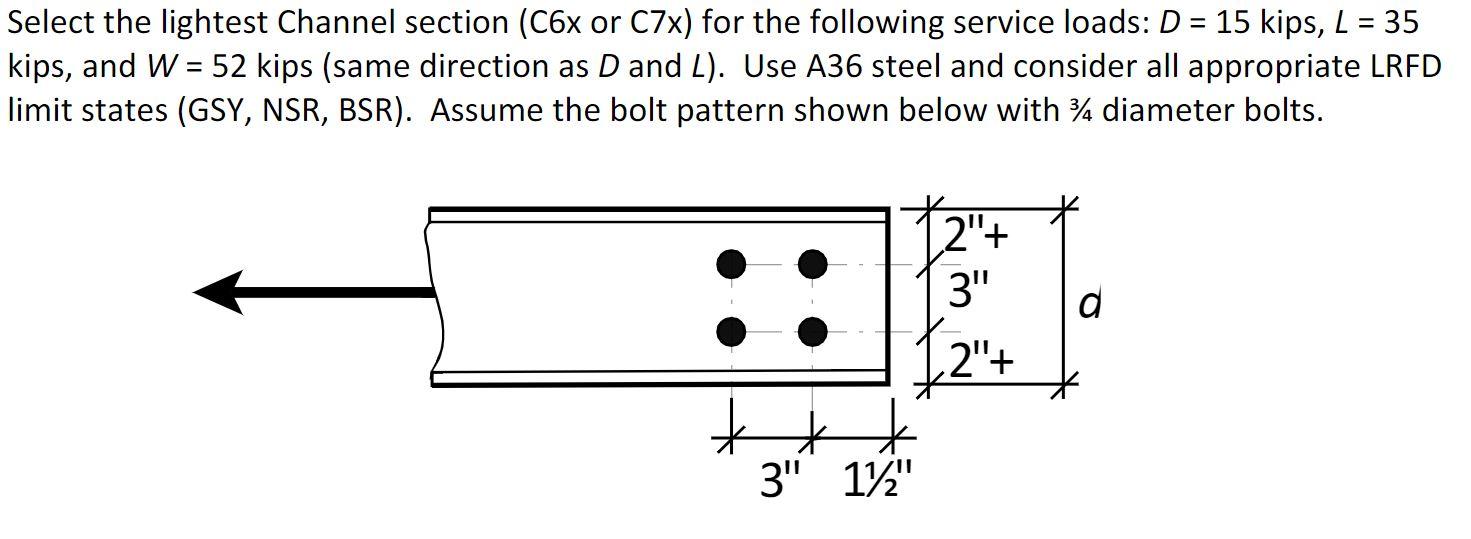 Solved = Select the lightest Channel section (C6x or C7x) | Chegg.com