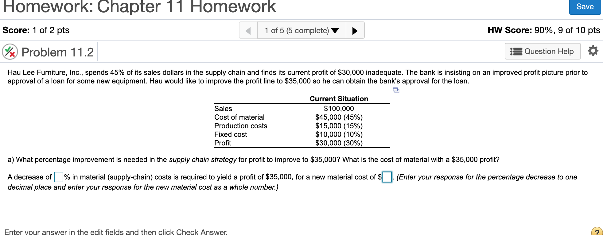 Solved Homework Chapter 11 Homework Save Score 1 Of 2 Pts