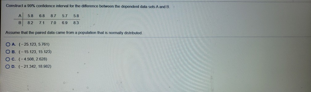 Solved Construct a 99% confidence interval for the | Chegg.com