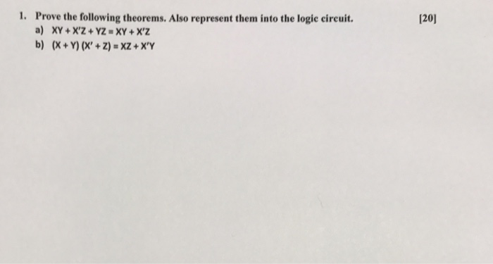 Solved Prove the following theorems. Also represent them | Chegg.com