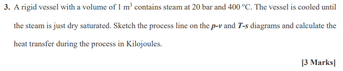Solved 3. A rigid vessel with a volume of 1 m contains steam | Chegg.com