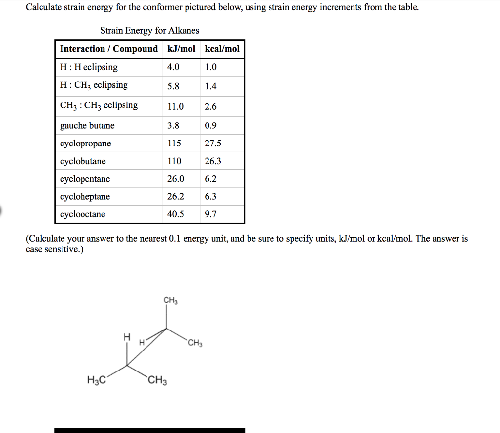 Solved Calculate Strain Energy For The Conformer Pictured Chegg
