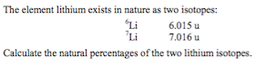 Solved The element lithium exists in nature as two isotopes: | Chegg.com