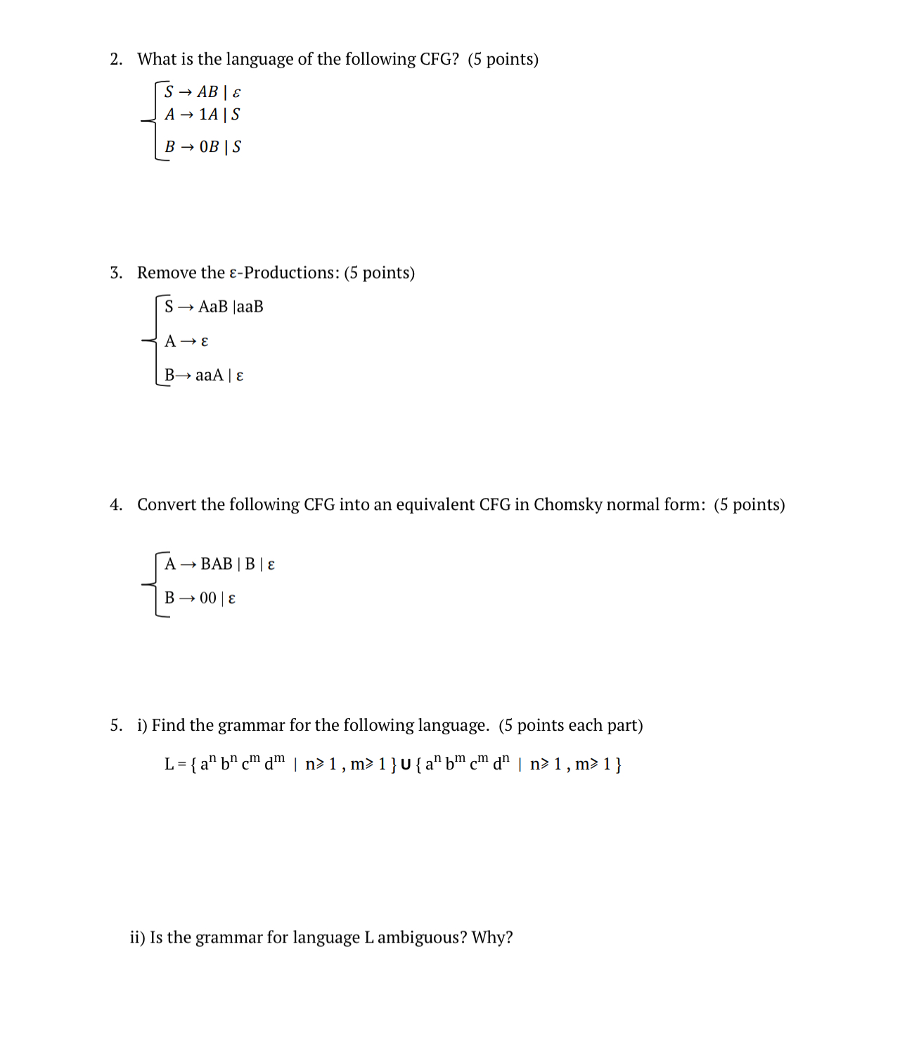 Solved 2. What is the language of the following CFG? (5 | Chegg.com