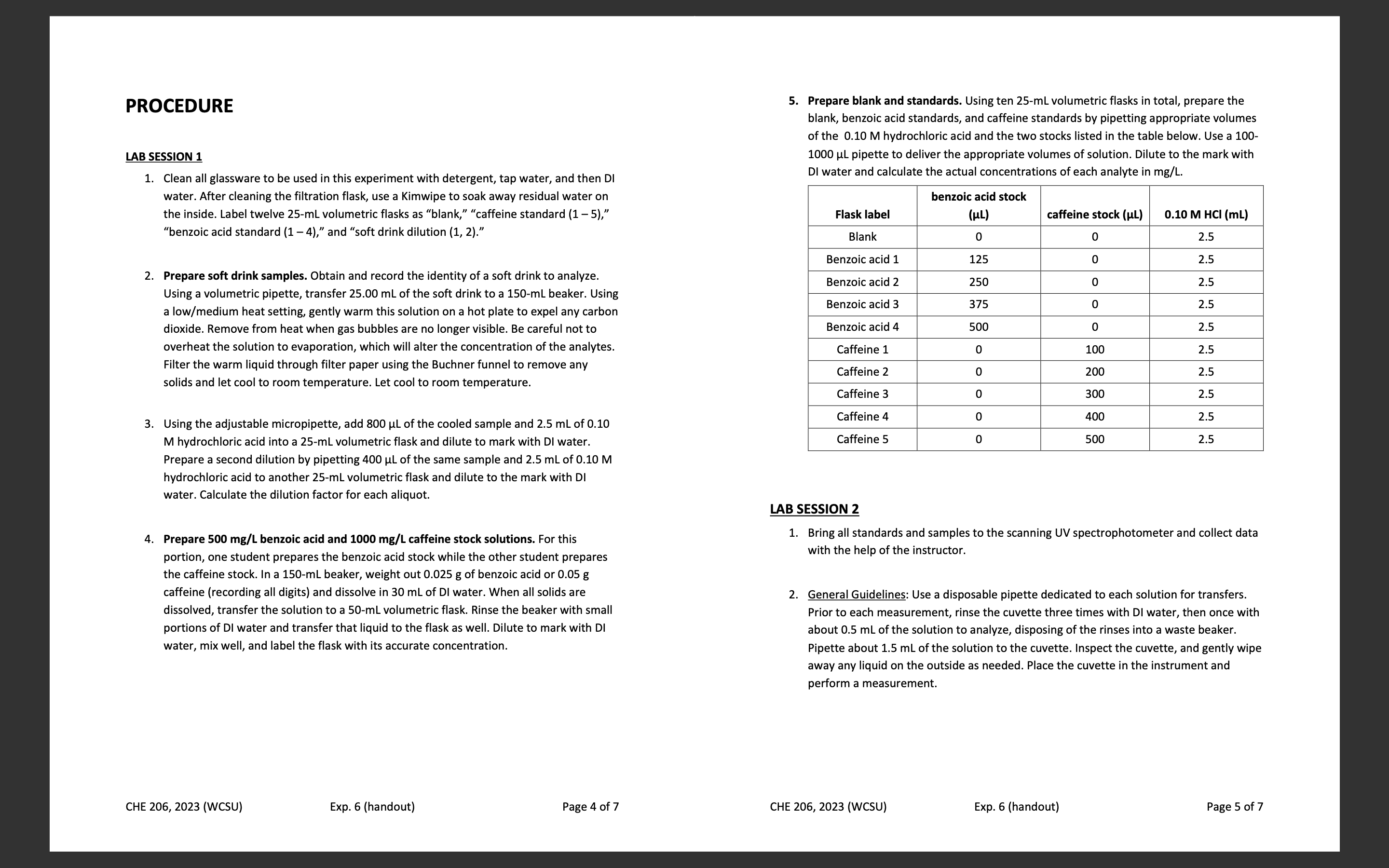 Solved Experiment 6: Determination of caffeine and benzoic | Chegg.com