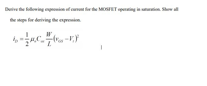 Solved Derive the following expression of current for the | Chegg.com