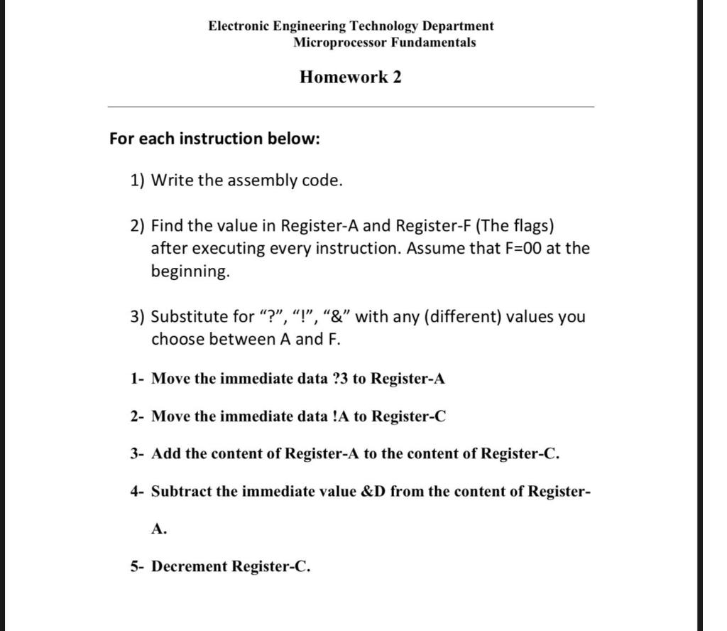 Solved Electronic Engineering Technology Department | Chegg.com
