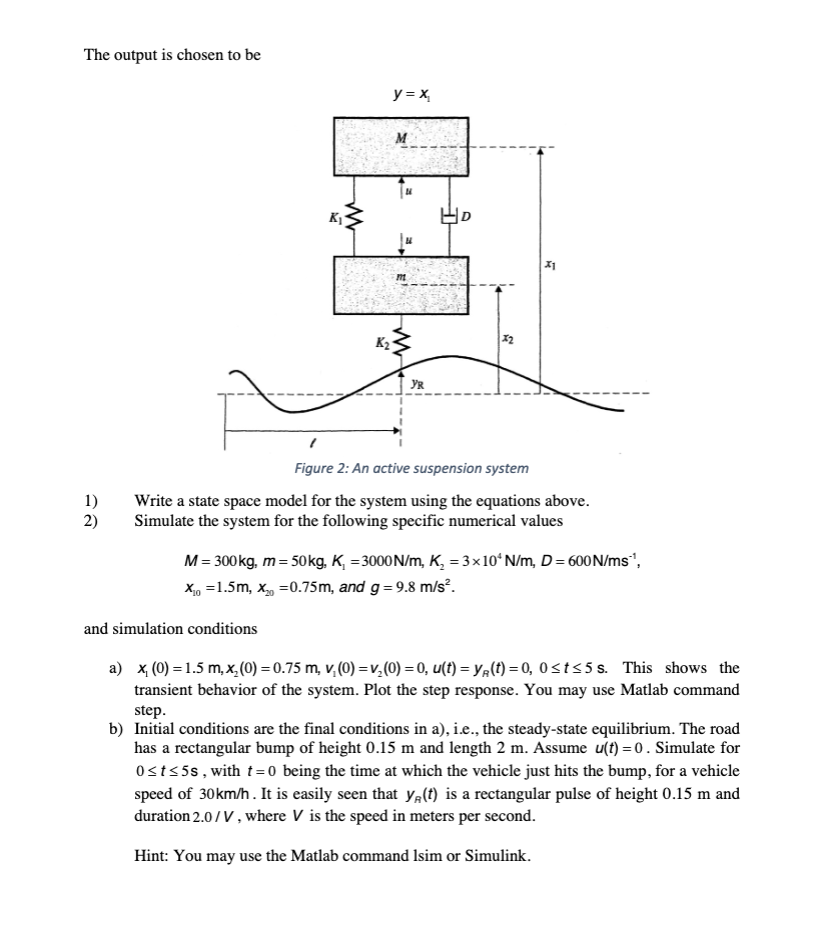 Problem 2: (Active suspension) Figure 2 shows a | Chegg.com