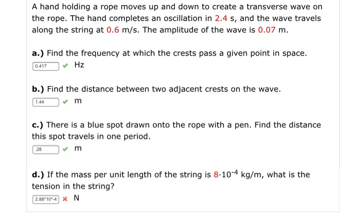 Solved A hand holding a rope moves up and down to create a | Chegg.com