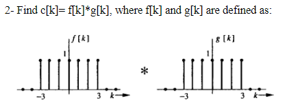 Solved 2- Find c[k]= f[k]*g[k], where f[k] and g[k] are | Chegg.com