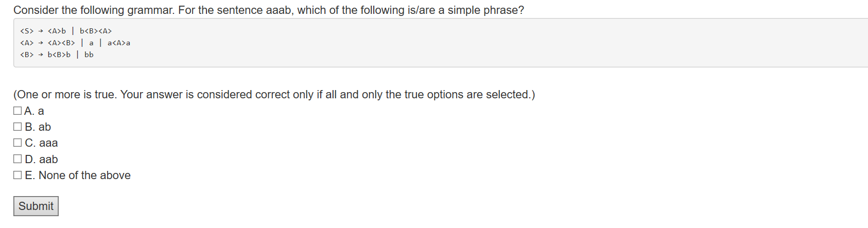 Solved Consider the following grammar. For the sentence | Chegg.com