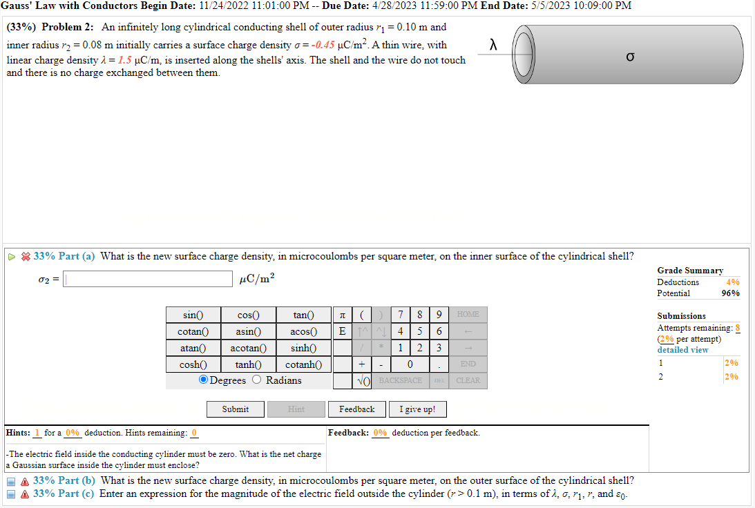 Solved (33\%) Problem 2: An infinitely long cylindrical | Chegg.com