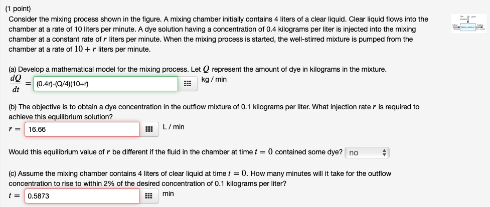 Solved *** (1 point) Consider the mixing process shown in | Chegg.com