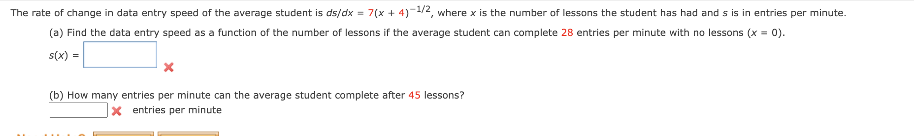 Solved The rate of change in data entry speed of the average | Chegg.com
