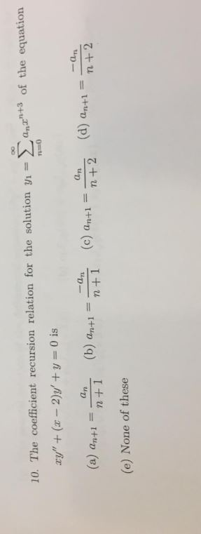 Solved 10. The coefficient recursion relation for the | Chegg.com