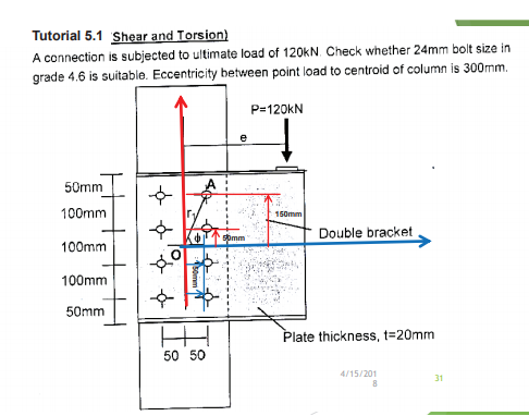 Solved Tutorial 5.1 Shear and Torsion) A connection is | Chegg.com