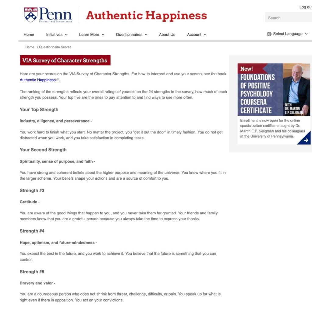 Solved Answer the question about the Authentic Happiness 1. | Chegg.com