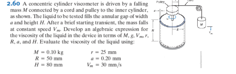 Solved 2.60 A concentric cylinder viscometer is driven by a | Chegg.com