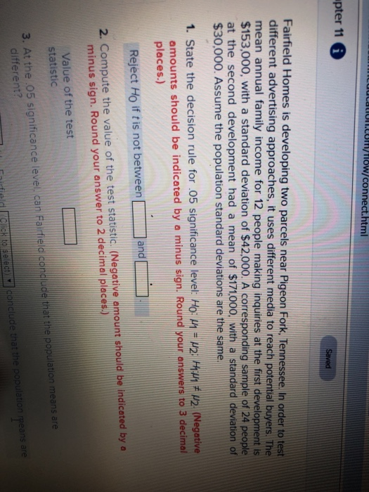 Solved acatio Com/TIow/connect.html pter 11 Fairfield Homes | Chegg.com Solved acatio Com/TIow/connect.html pter 11 Fairfield Homes | Chegg.com