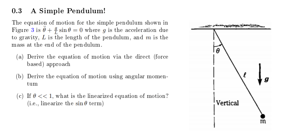 Solved 0.3 A Simple Pendulum! The equation of motion for the | Chegg.com
