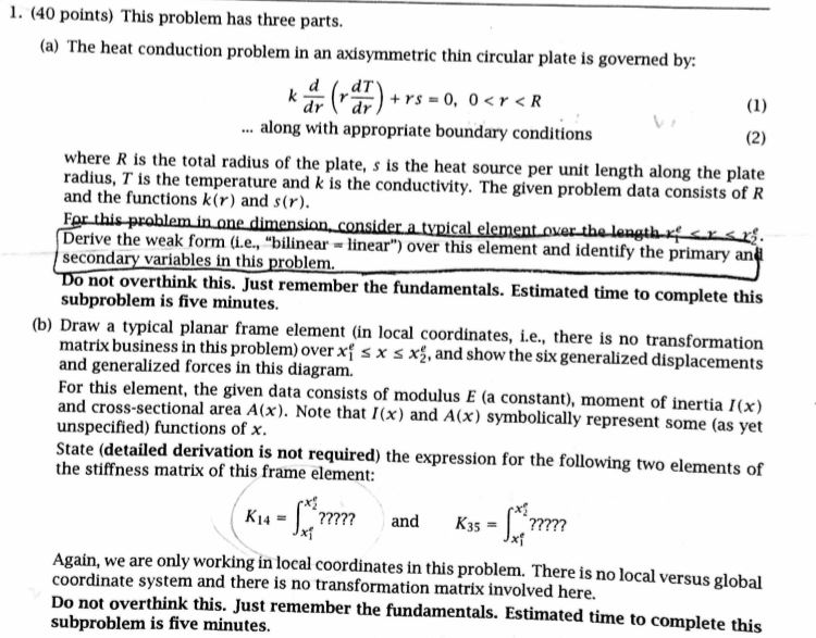 Solved 1. (40 points) This problem has three parts (a) The | Chegg.com Solved 1. (40 points) This problem has three parts (a) The | Chegg.com
