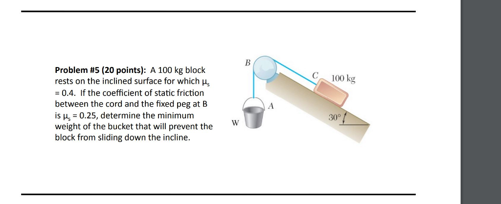 Solved Problem #5 (20 points). A 100 kg block rests on the | Chegg.com