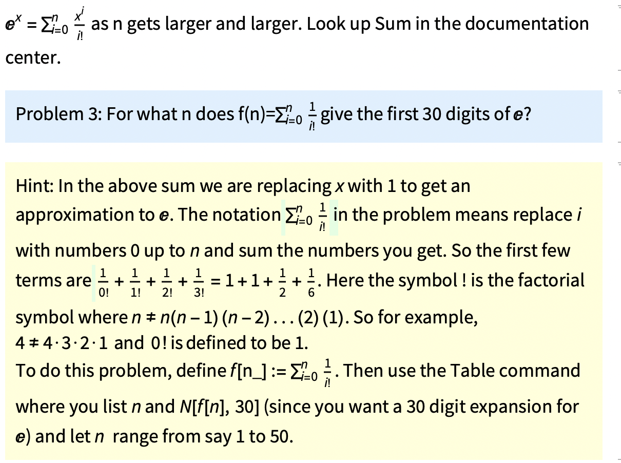 Solved ex=∑i=0ni!xi as n gets larger and larger. Look up Sum | Chegg.com