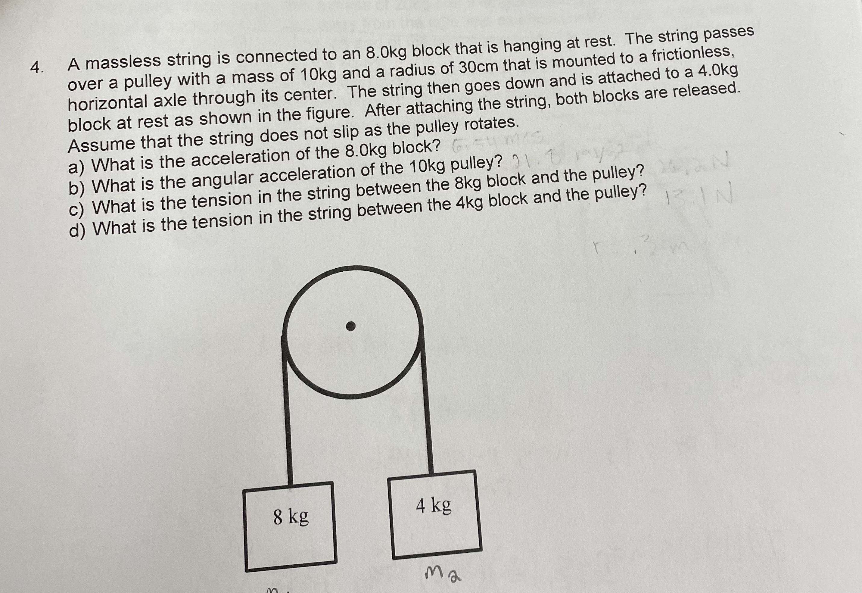 Solved A massless string is connected to an 8.0kg ﻿block | Chegg.com