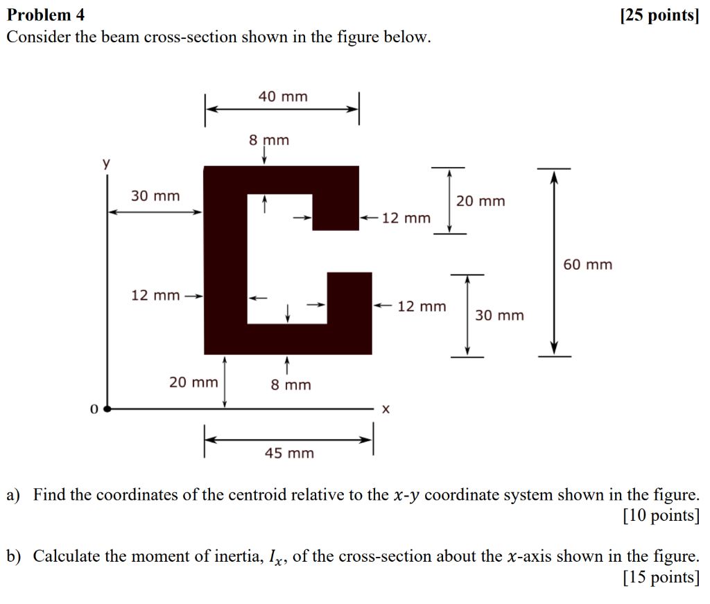 Solved Problem 4 [25 points] Consider the beam cross-section | Chegg.com