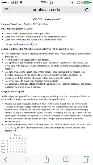 Solved TAF4:21 T 100% oo AT&T public asu.edu ASU CSE 110 | Chegg.com