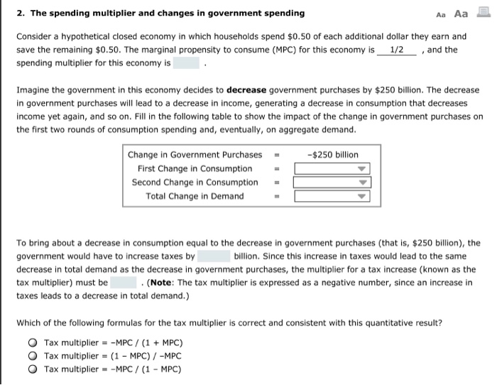 Solved 2. The spending multiplier and changes in government | Chegg.com