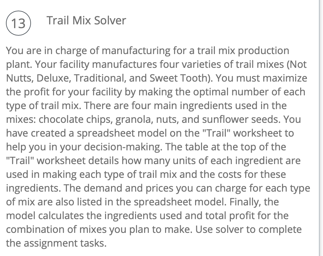 13 Trail Mix Solver You are in charge of | Chegg.com