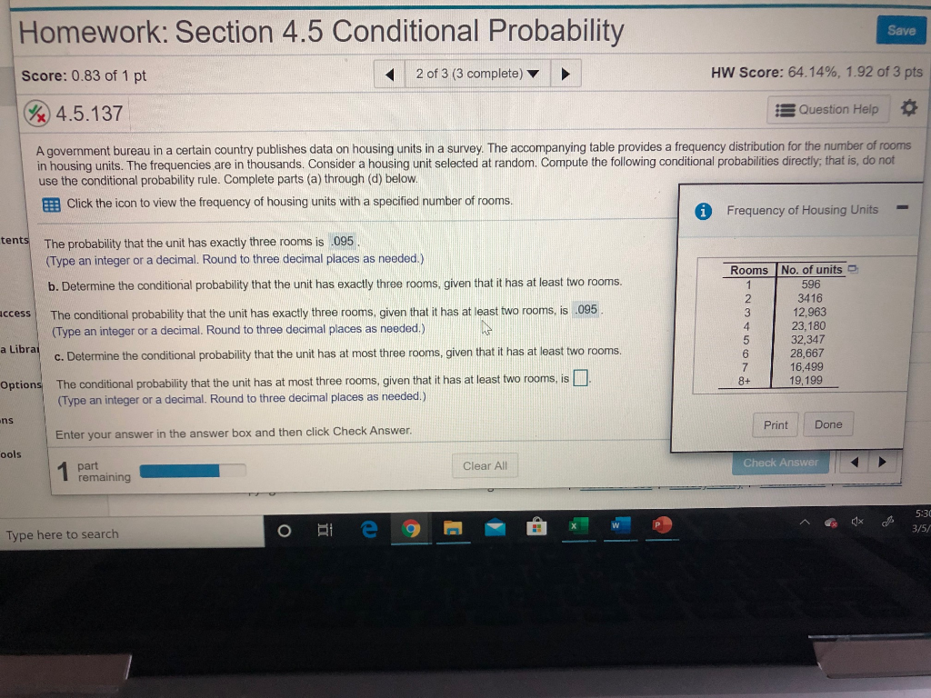 Solved Homework: Section 4.5 Conditional Probability Save | Chegg.com
