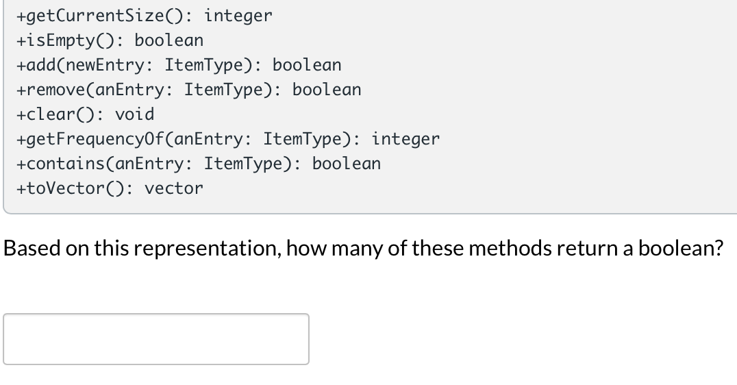 Solved +getCurrentSize(): integer +isEmpty(): boolean | Chegg.com