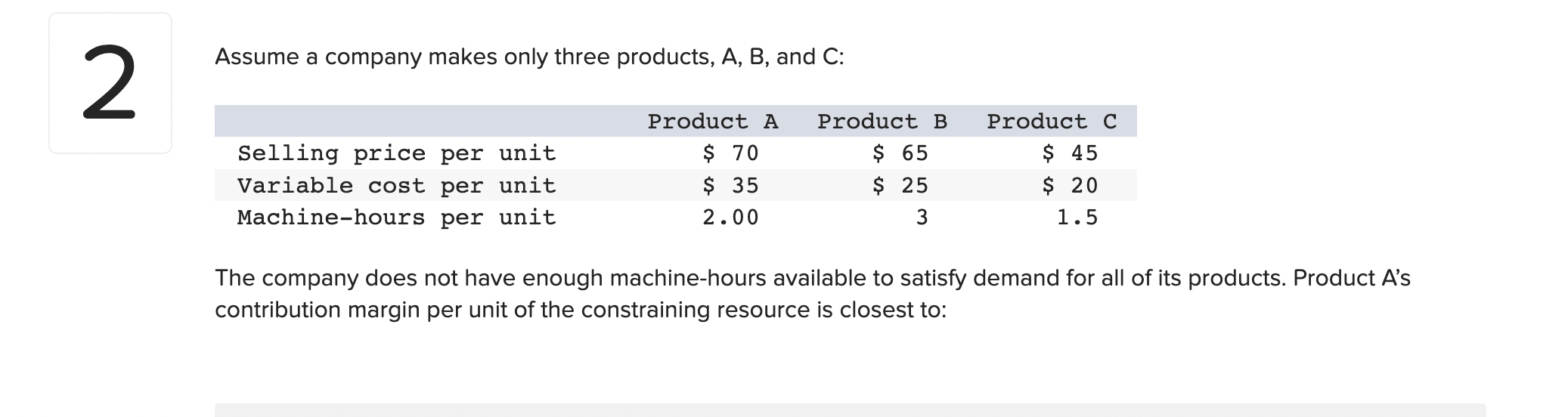 Solved Assume a company makes only three products, A,B, and | Chegg.com