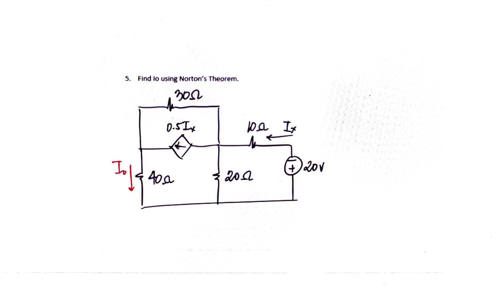 Solved 5. Find lo using Norton's Theorem. | Chegg.com